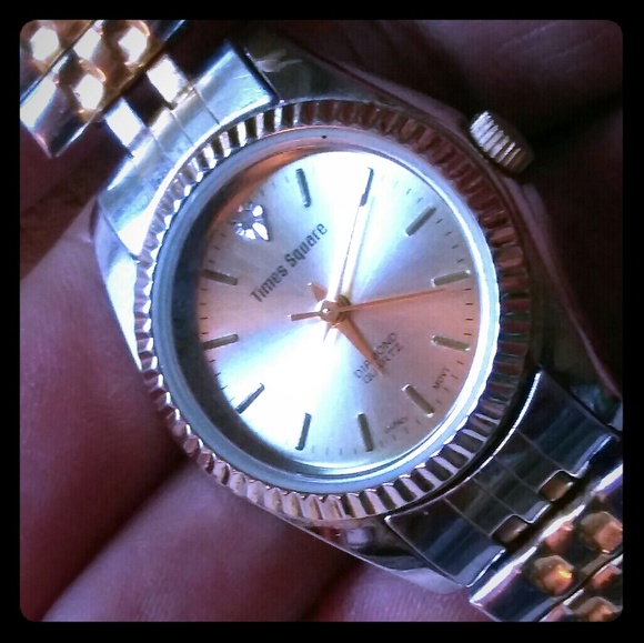 Times Square | Accessories | Vintage Times Square Diamond Twotone Watch ...